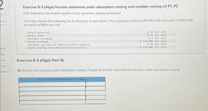 Solved Required informotion Exercise 6.3 (Algo) Income | Chegg.com