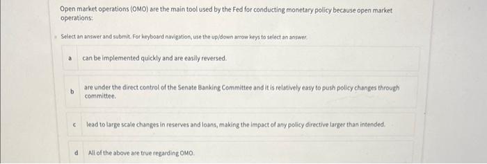 Solved Open market operations (OMO) are the main tool used | Chegg.com