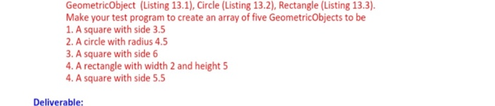 Solved GeometricObject (Listing 13.1), Circle (Listing | Chegg.com