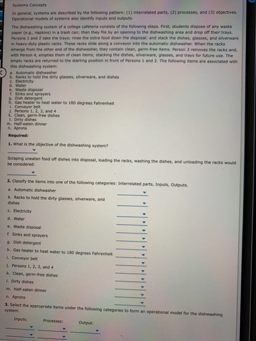 Solved Systems Concepts In general, systems are described by | Chegg.com