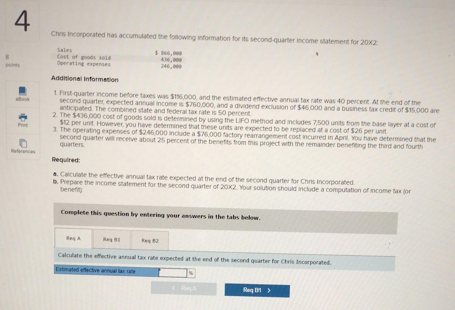 Solved Chris Incorporated has accumulated the following | Chegg.com