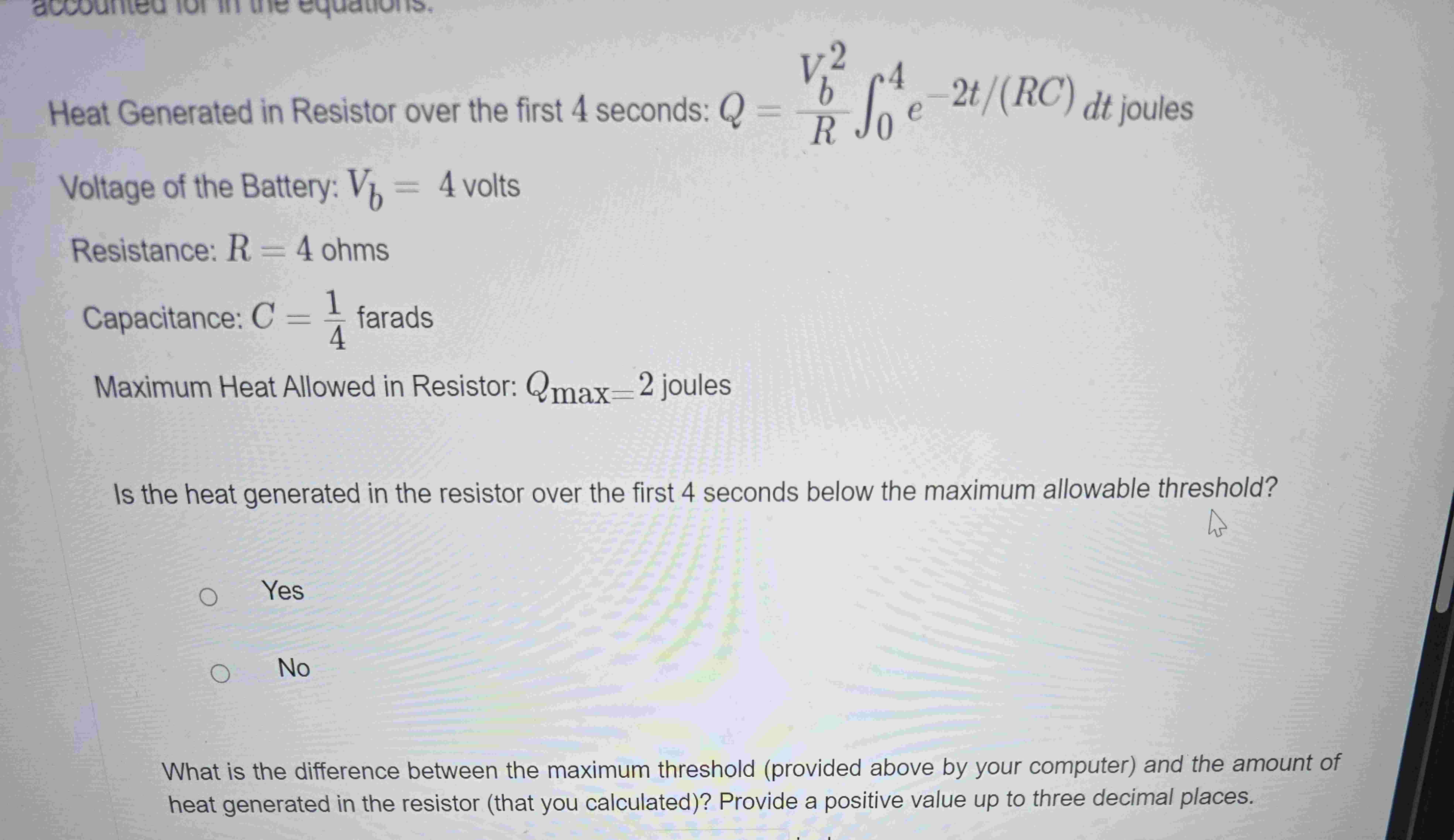 Solved Heat Generated in ﻿Resistor over the first 4 | Chegg.com