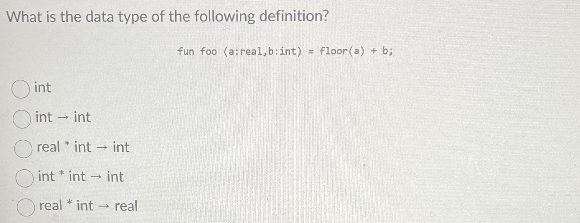 Solved What is the data type of the following definition? | Chegg.com