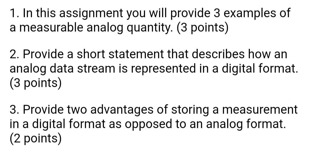 Solved 1. In this assignment you will provide 3 examples of | Chegg.com