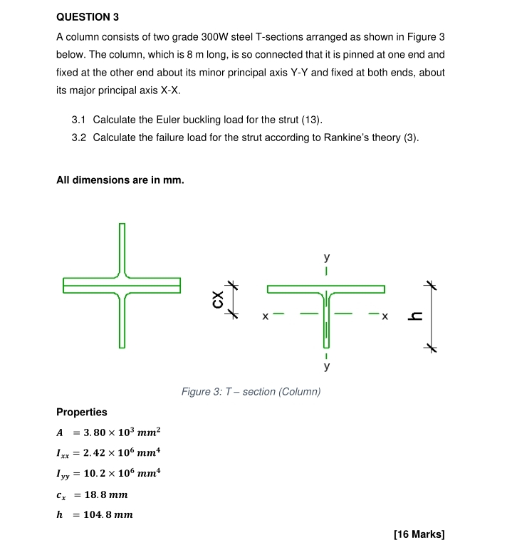 Solved QUESTION 3A column consists of two grade 300W steel | Chegg.com