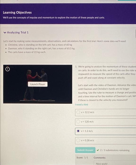 Solved Learning Objectives We'll use the concepts of impulse | Chegg.com