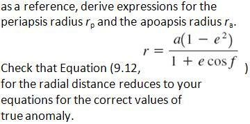 Solved For an elliptical orbit, the point of closest | Chegg.com