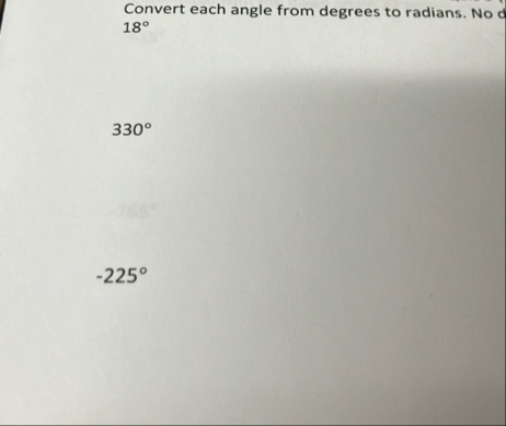 Solved Convert each angle from degrees to radians. No d | Chegg.com