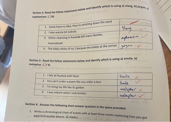 Section 2: Read the follow statements below and | Chegg.com