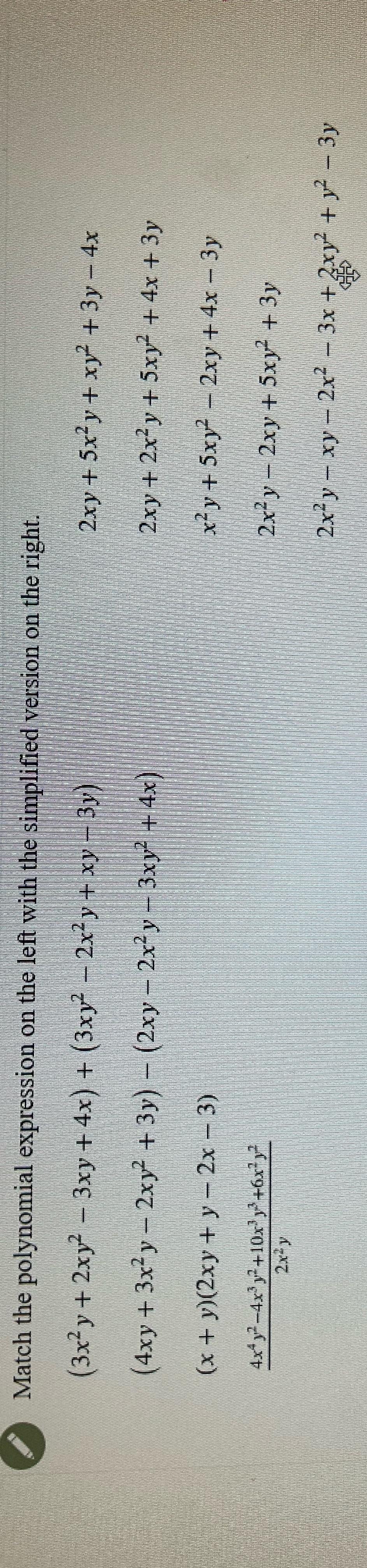 Solved Match the polynomial expression on the left with the | Chegg.com