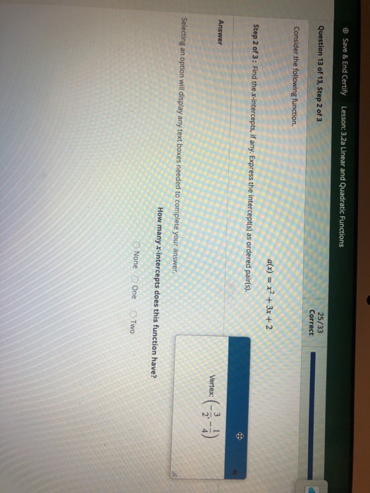 Solved Save & End Certify Lesson: 3.2a Linear and Quadratic | Chegg.com