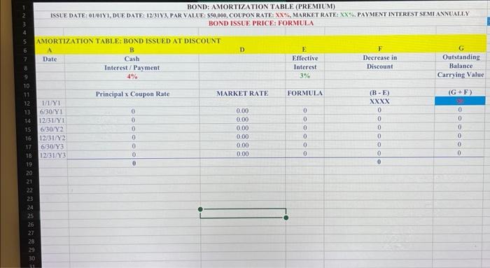 BOND: AMORTIZATION TABLE (PREMIUM) BOND ISSUE PRICE: | Chegg.com