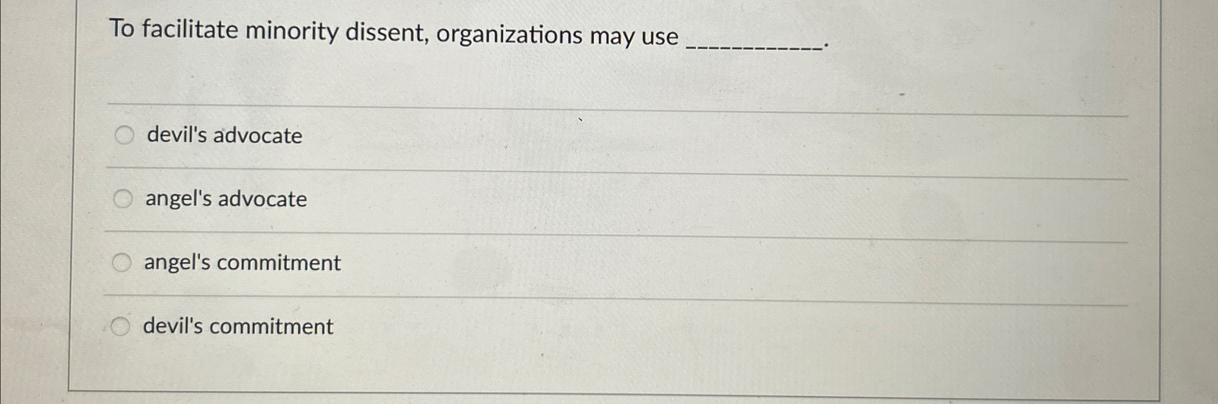 Solved To facilitate minority dissent, organizations may | Chegg.com