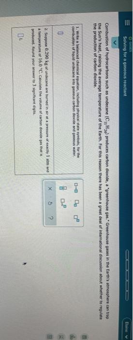 Solved III Solving for a gaseous reactant Eline Combustion | Chegg.com