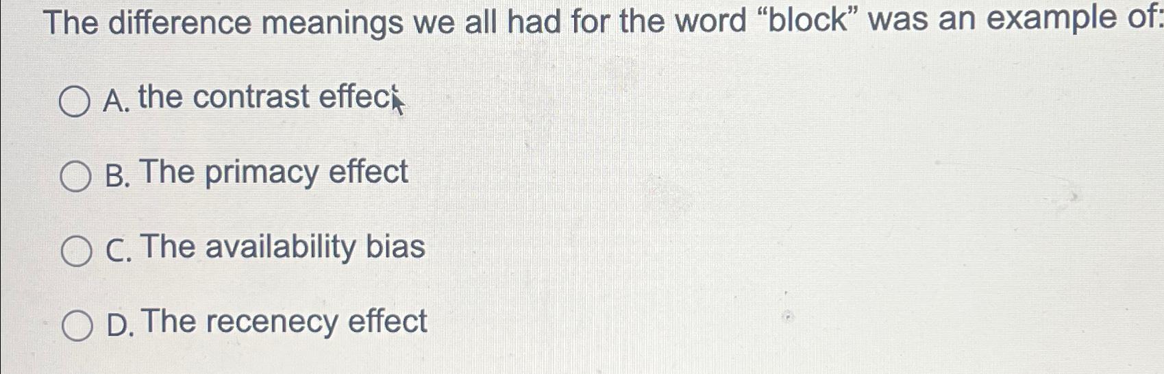 Solved The difference meanings we all had for the word | Chegg.com