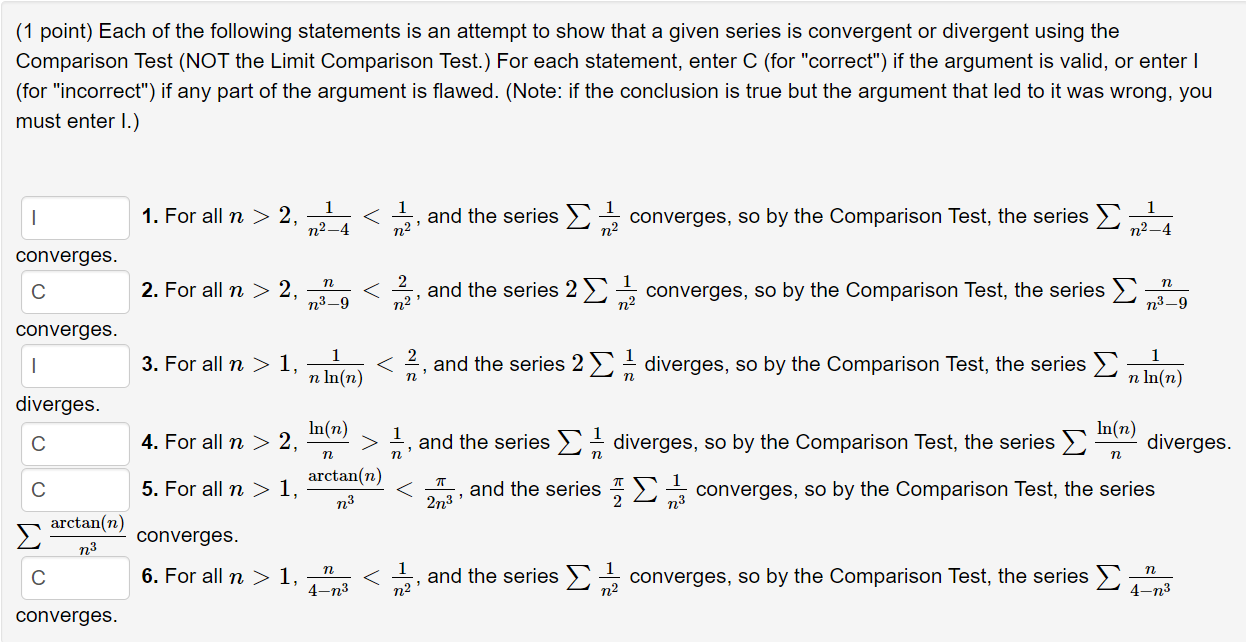 Solved (1 ﻿point) ﻿Each of the following statements is an | Chegg.com
