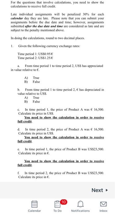 Solved For the questions that involve calculations, you need | Chegg.com