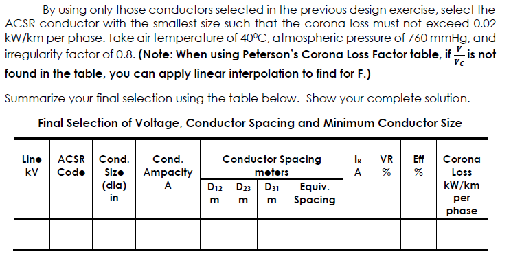 Solved By using only those conductors selected in the | Chegg.com