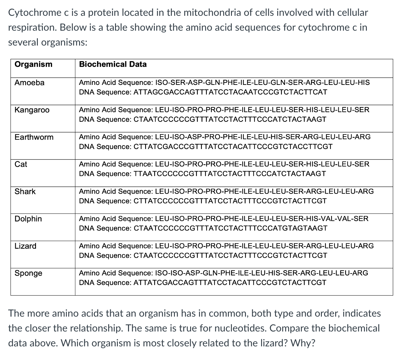 Solved Cytochrome c ﻿is a protein located in the | Chegg.com