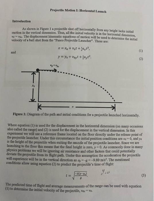 Projectile Motion 1: Horizontal Launch Introduction | Chegg.com