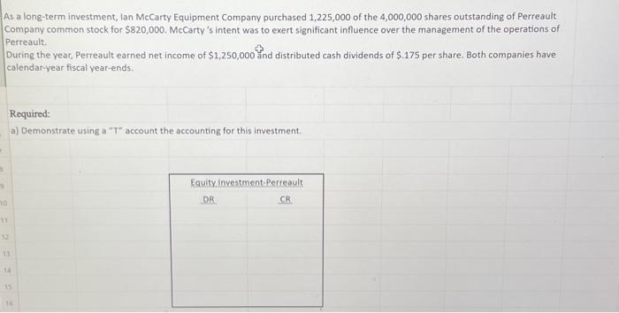 Solved As a long-term investment, Ian McCarty Equipment | Chegg.com