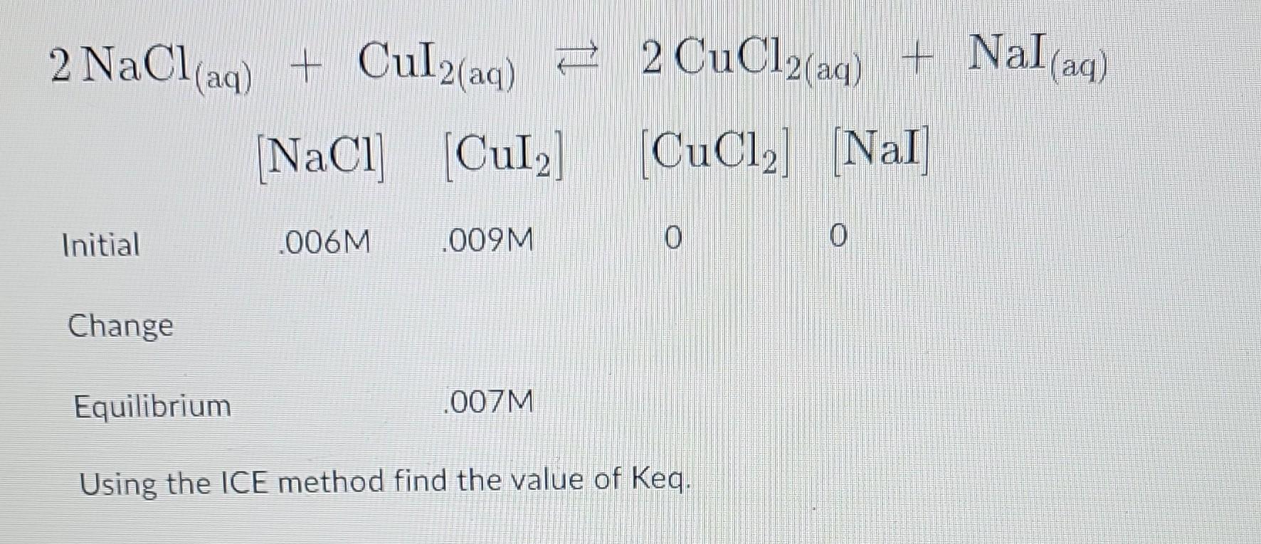 Solved 2NaCl(aq) Initial | Chegg.com