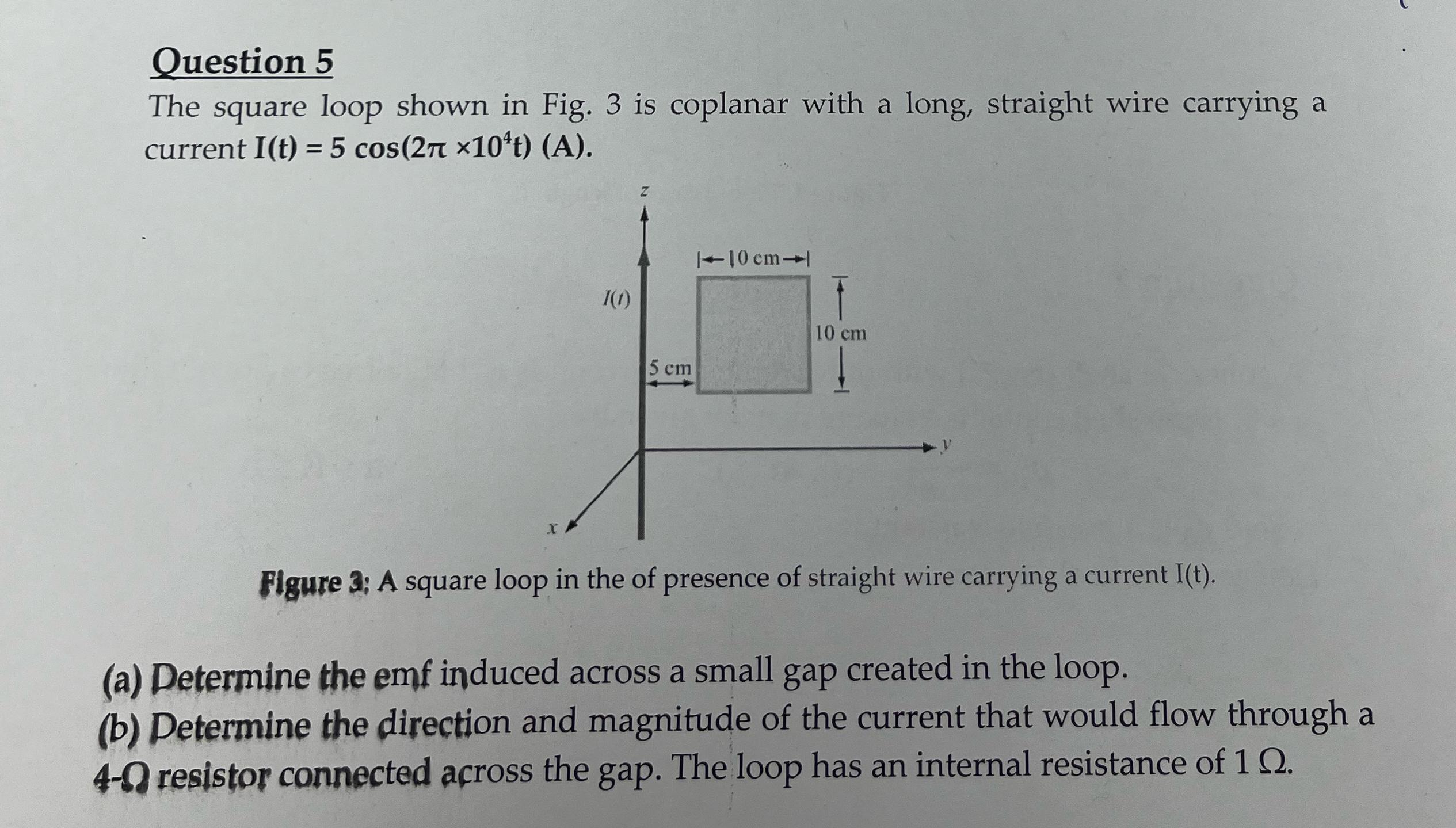 Solved Question 5The square loop shown in Fig. 3 ﻿is | Chegg.com