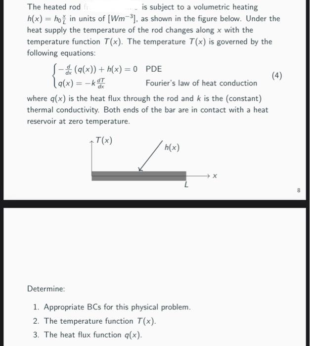 Solved The heated rod is subject to a volumetric heating | Chegg.com
