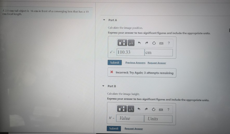 Solved A 2.1-cm-tall object is 16 cm in front of a | Chegg.com