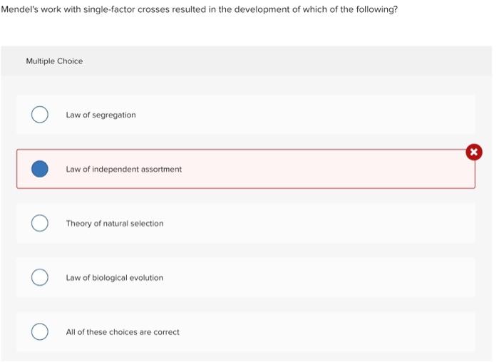 Solved Mendel's work with single-factor crosses resulted in | Chegg.com