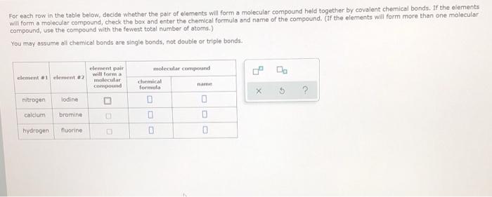 Solved For each row in the table below, decide whether the | Chegg.com