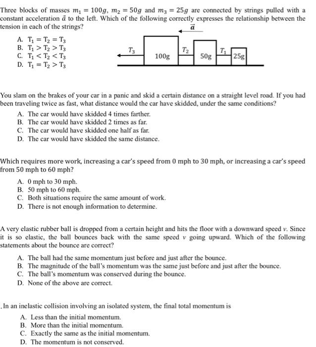 Solved Three blocks of masses m1=100 g,m2=50 g and m3=25 g | Chegg.com