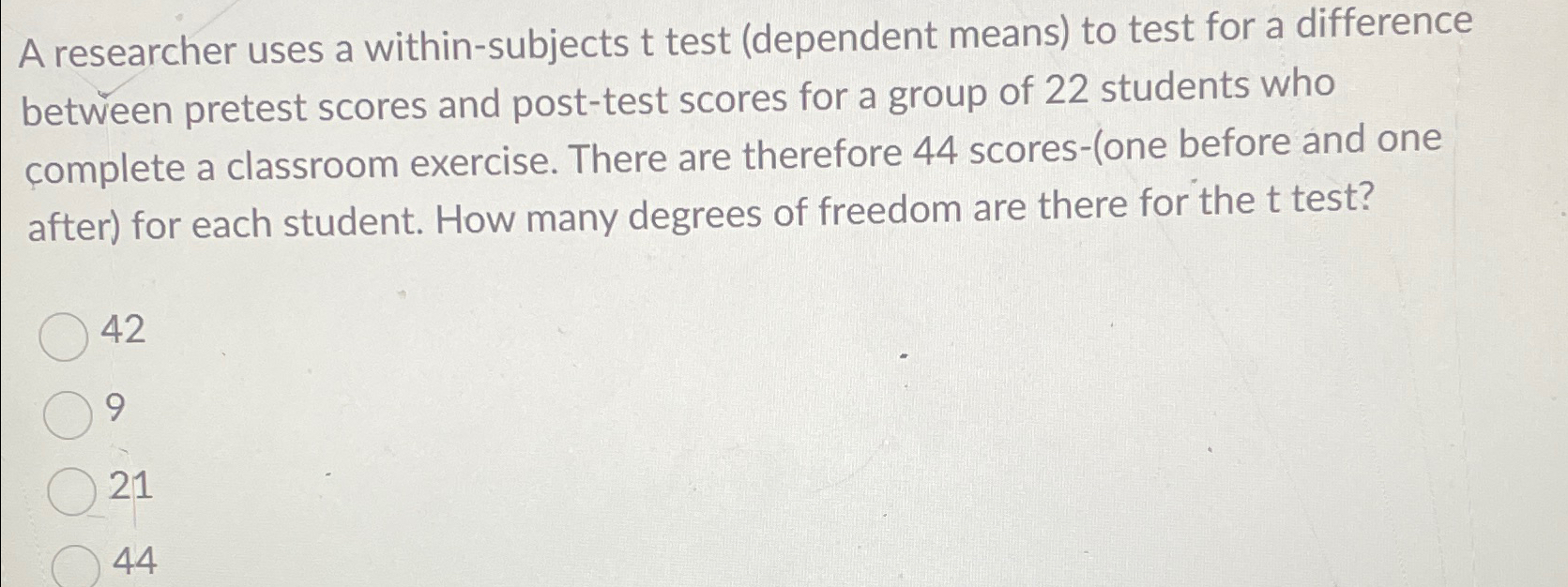 Solved A researcher uses a within-subjects t ﻿test | Chegg.com