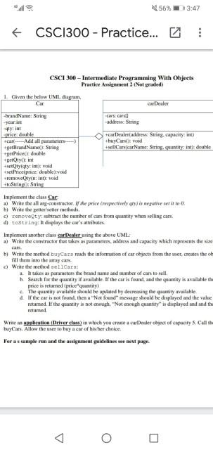 Solved 56% 13:47 + CSC1300 - Practice... : CSCI 300 - | Chegg.com