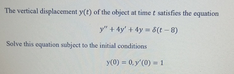 Solved The vertical displacement y(t) ﻿of the object at time | Chegg.com