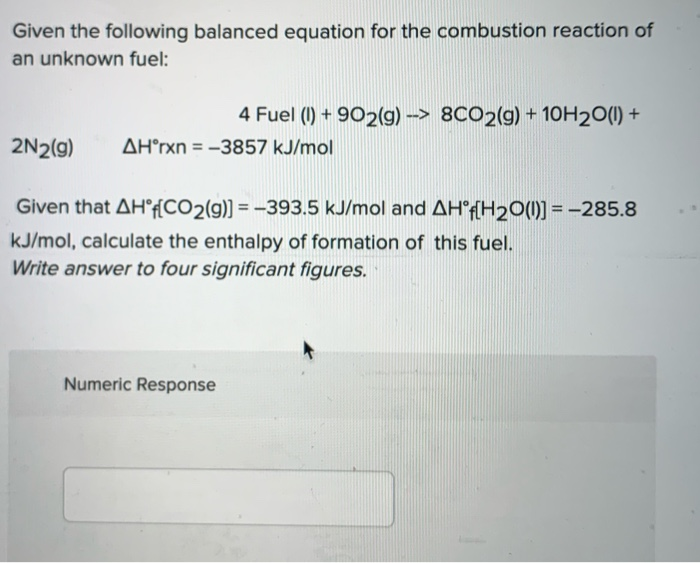 Solved Given the following balanced equation for the | Chegg.com