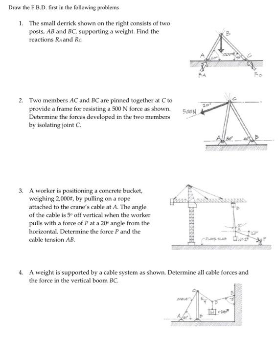 Solved Draw the F.B.D. first in the following problems 1. | Chegg.com