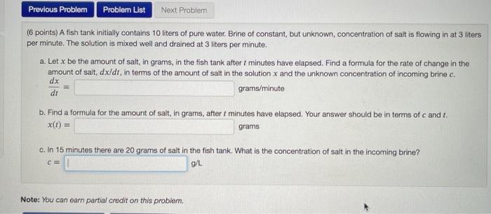 Solved Previous Probler Problem List Next Problem (8 points) | Chegg.com