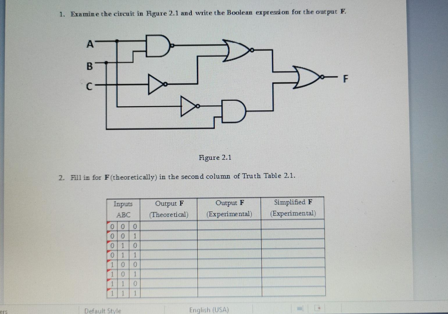 Solved 1. Examine the circuit in Figure 2.1 and write the | Chegg.com