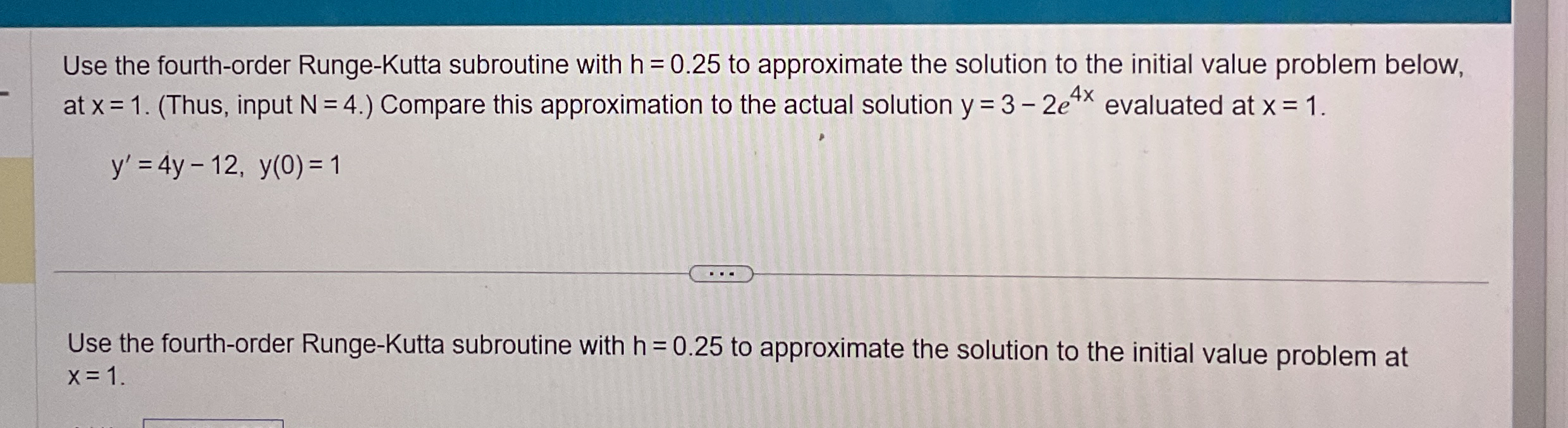 Solved Use the fourth-order Runge-Kutta subroutine with | Chegg.com