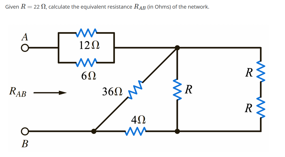 Solved Given R=22\Omega , ﻿calculate the equivalent | Chegg.com