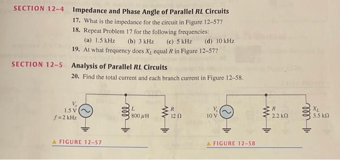 Solved SECTION 12-4 Impedance and Phase Angle of Parallel RL | Chegg.com