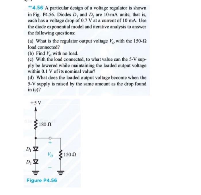 Solved "4.56 A particular design of a voltage regulator is | Chegg.com
