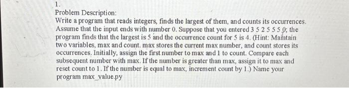 Solved Problem Description: Write a program that reads | Chegg.com
