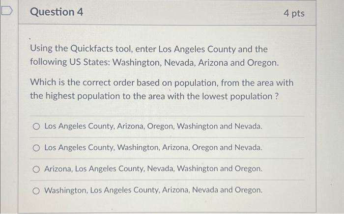 Using the Quickfacts tool, enter Los Angeles County | Chegg.com