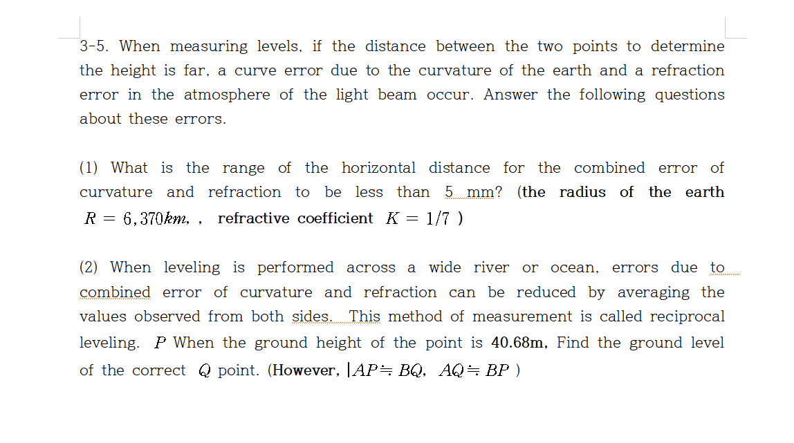 Solved 3-5. ﻿When measuring levels, if the distance between | Chegg.com