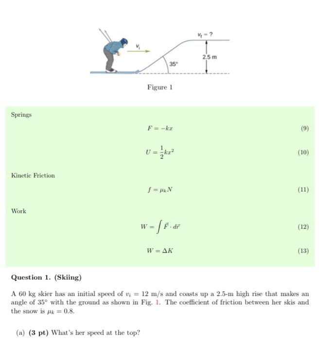 Solved Springs F=−kxU=21kx2 Kinetic Friction f=μkN Work | Chegg.com