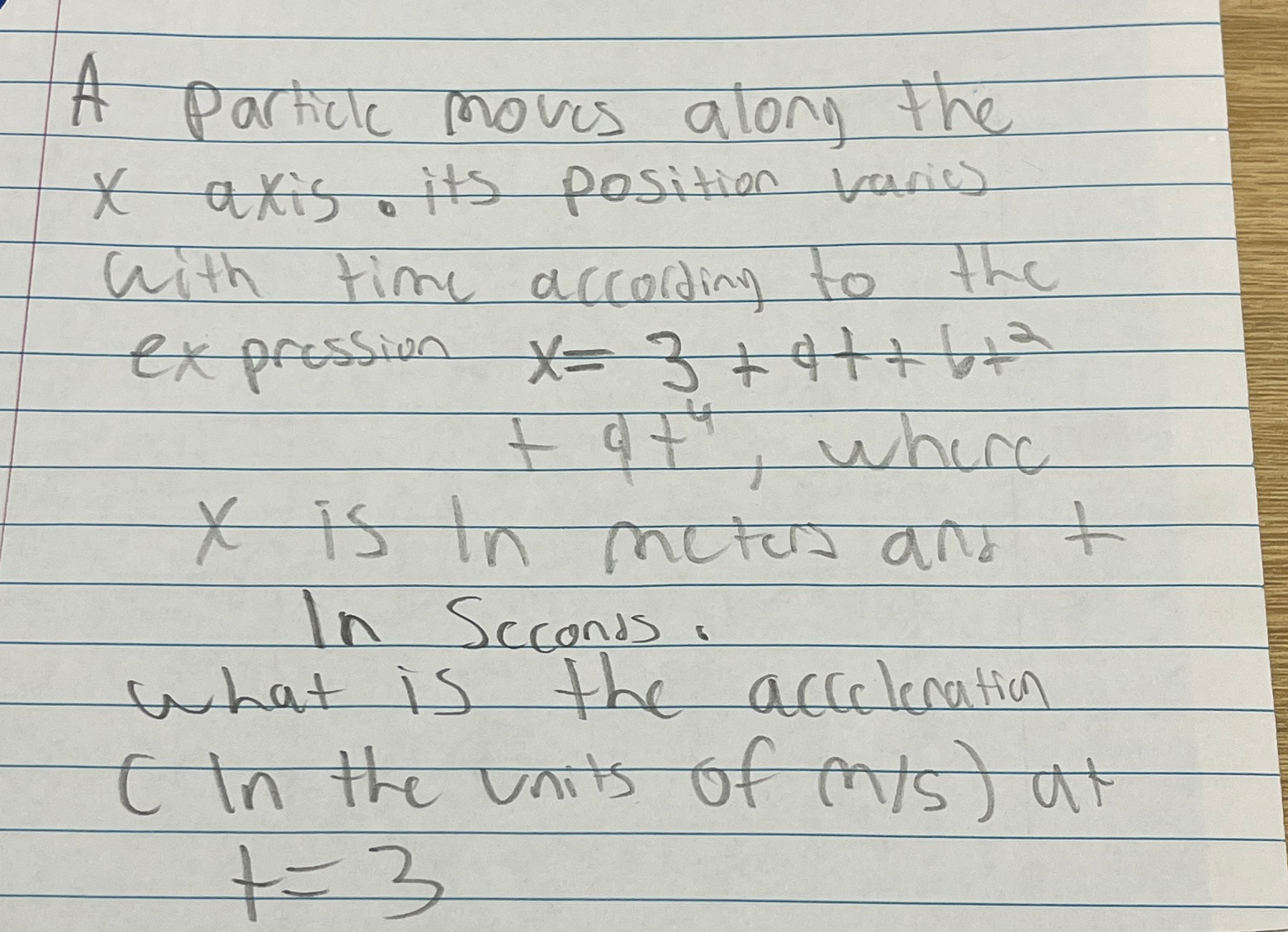Solved A particle moves along the x ﻿axis. its position | Chegg.com