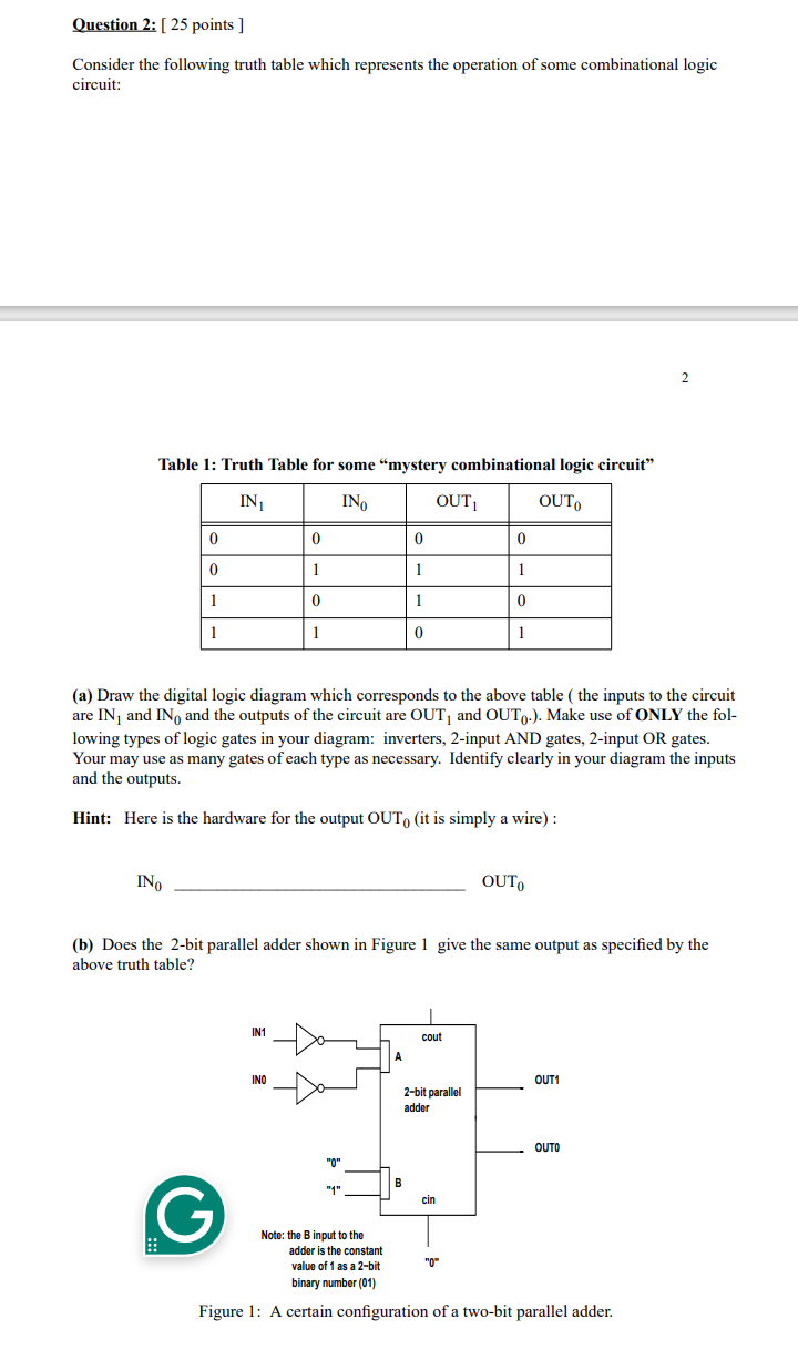 Solved Question 2 25 points Consider The Following