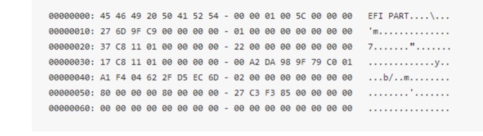 Solved a. b. 2. Parse the EFI header shown in Figure 2 and | Chegg.com
